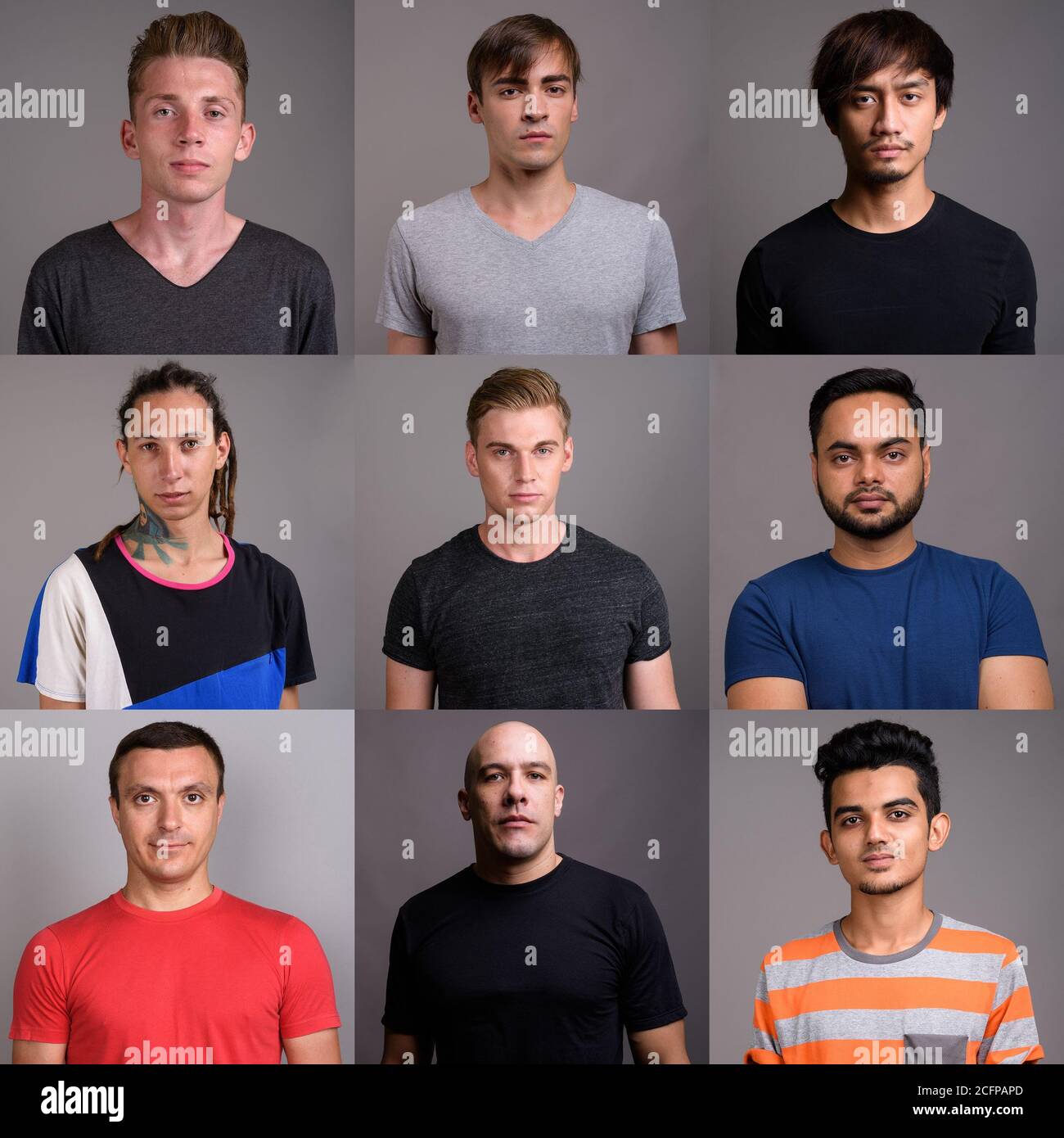 Studio shot collage of men in different ethnicities Stock Photo - Alamy