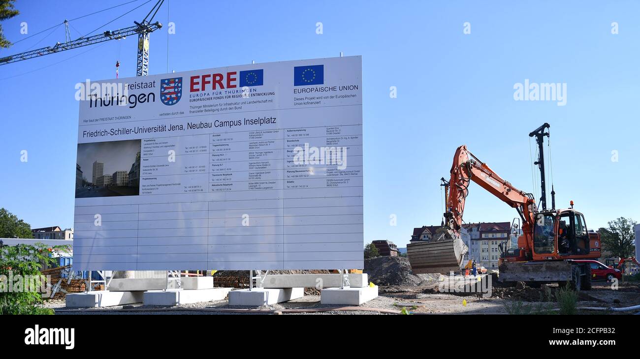 Jena, Germany. 07th Sep, 2020. Construction work is in full swing on ...