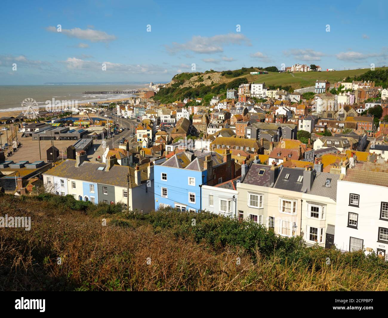 Hastings Old Town Sussex and coastline England Uk Stock Photo - Alamy