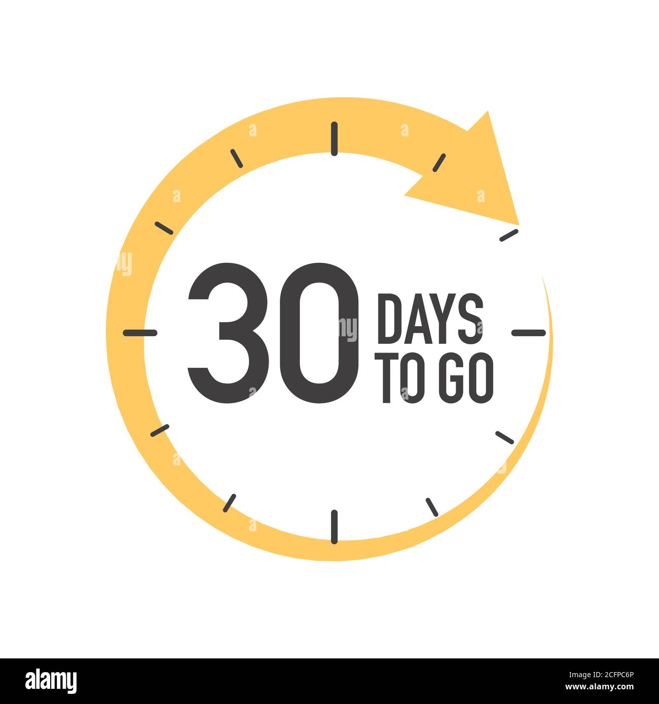 Thirty days to go icon. Round symbol with yellow arrow Stock Vector ...