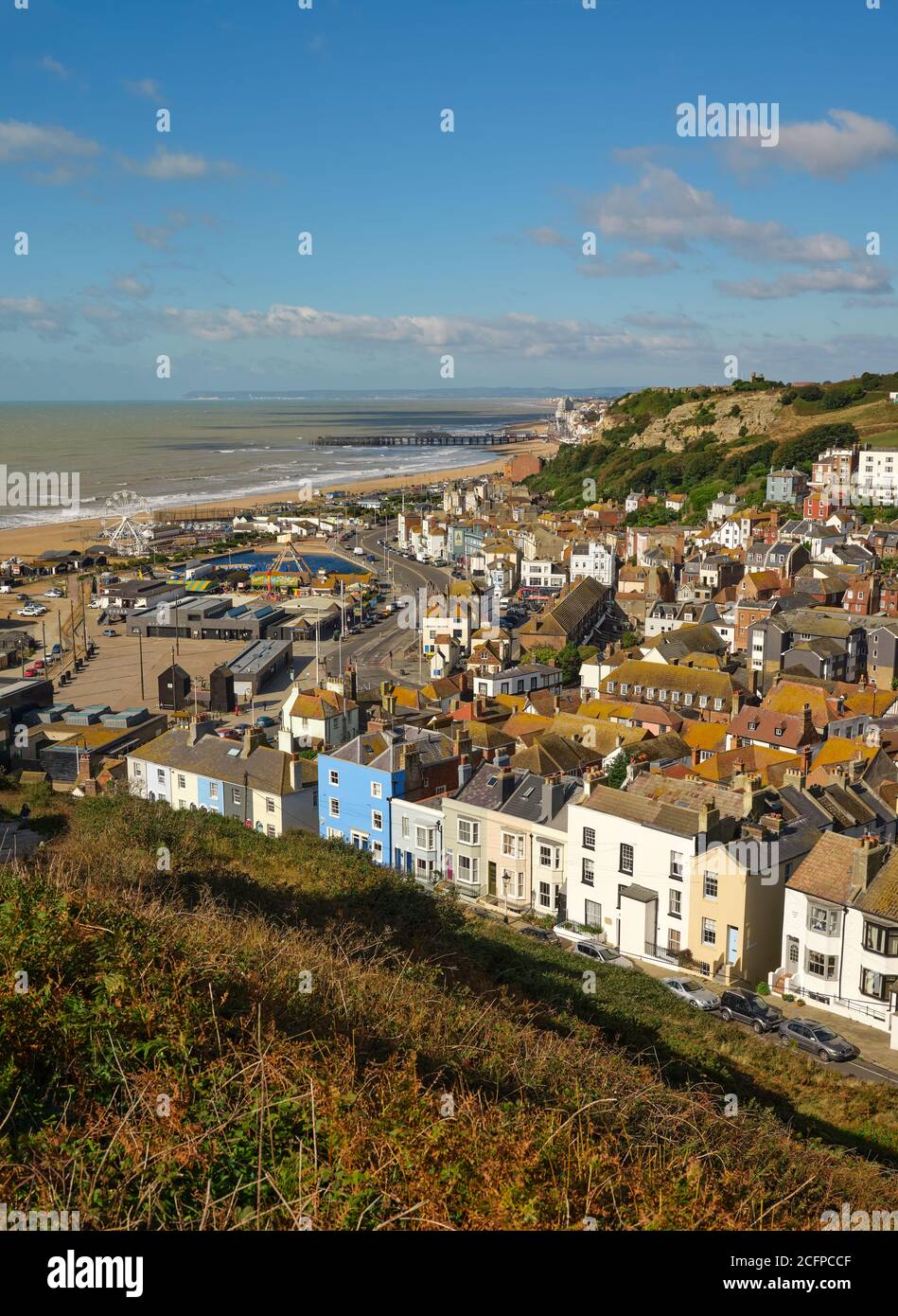 Hastings Old Town Sussex and coastline England Uk Stock Photo - Alamy
