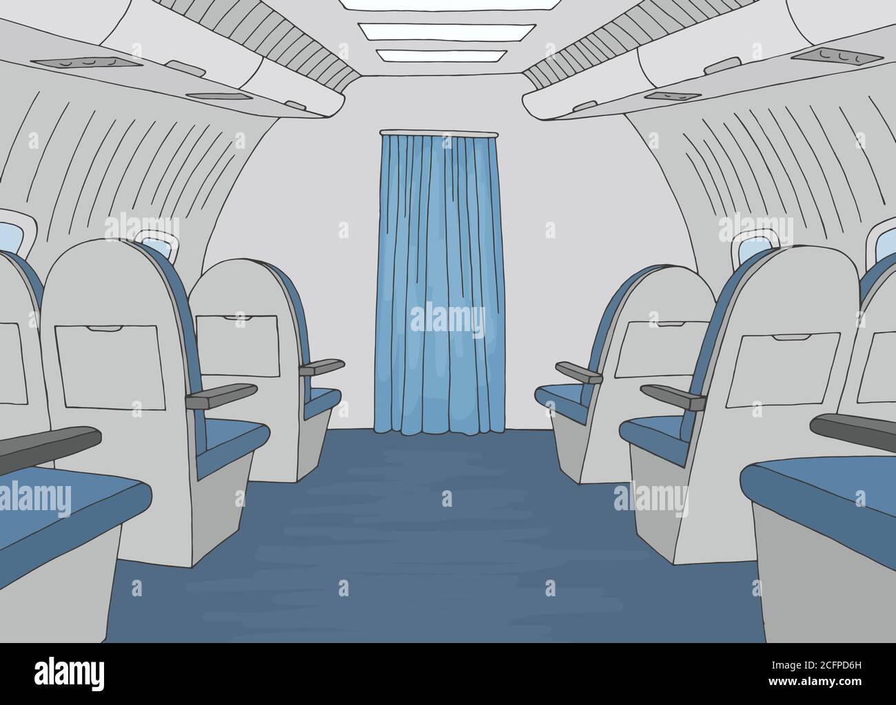 Aircraft interior graphic color sketch illustration vector Stock Vector ...