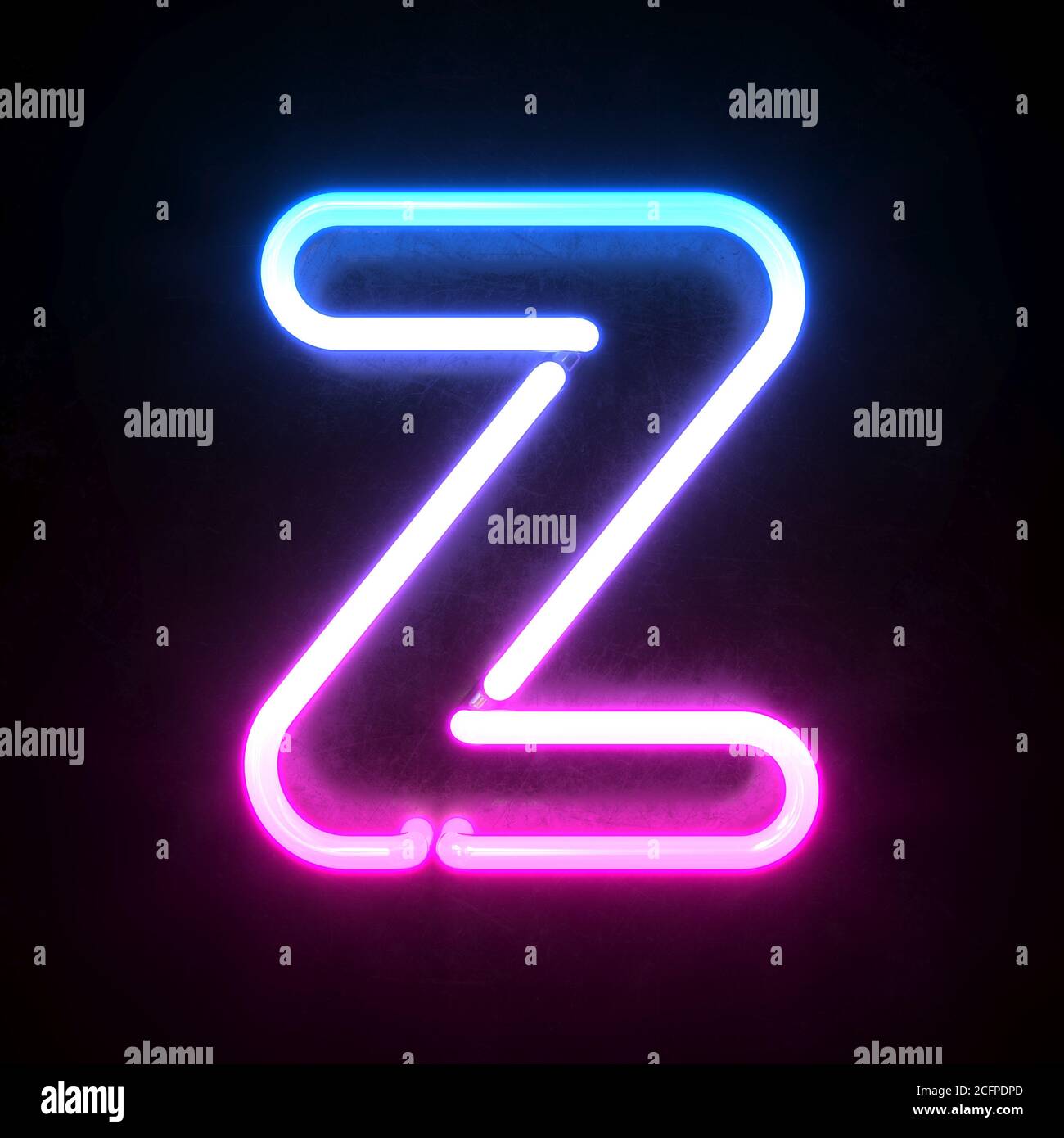 Neon 3d font, blue and pink neon light 3d rendering, letter Z Stock ...