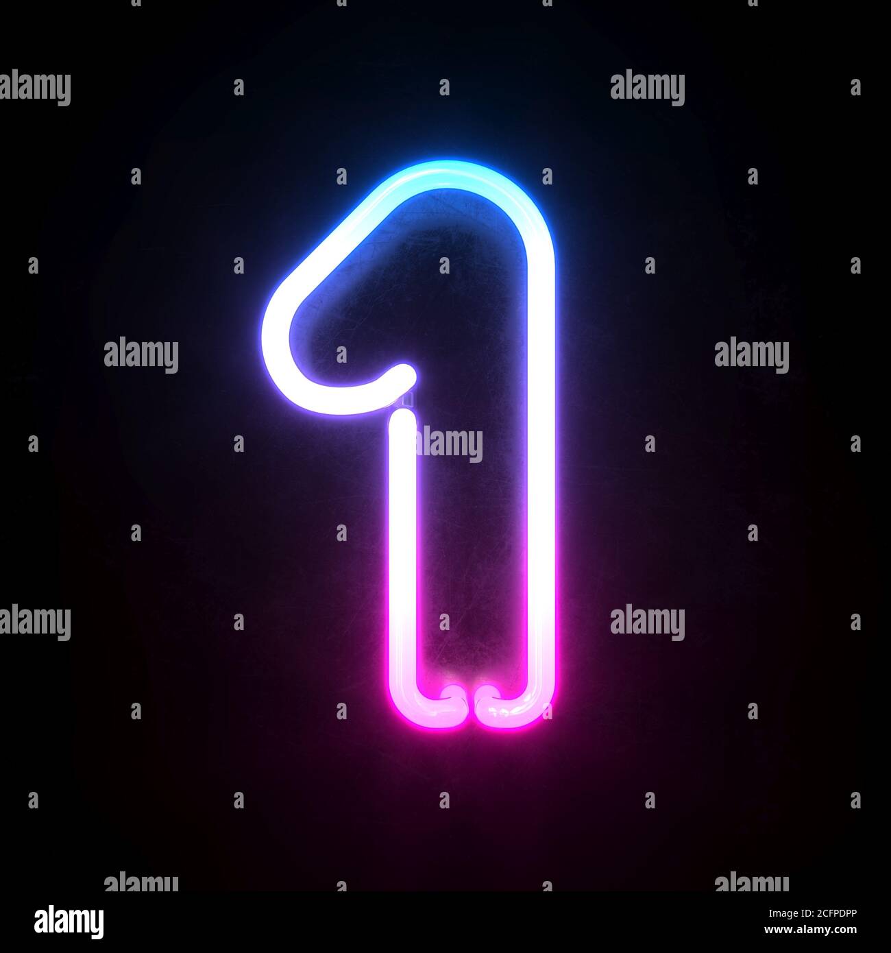 Neon 3d font, blue and pink neon light 3d rendering, number 1 Stock ...