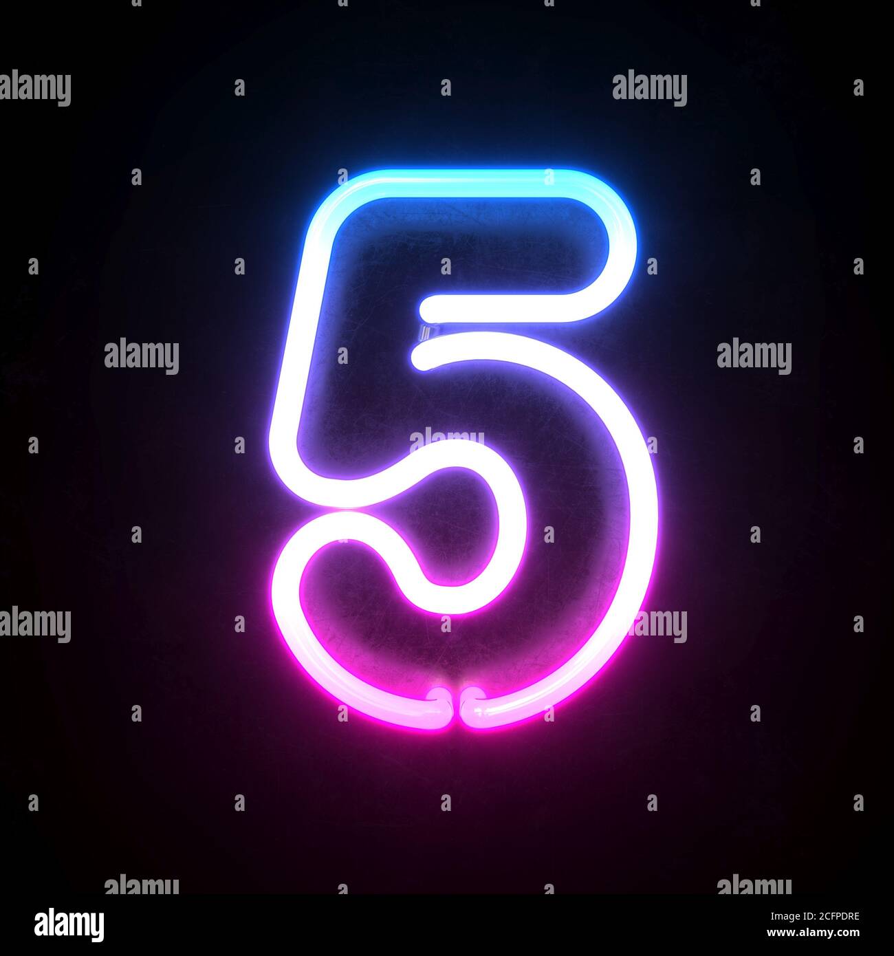 Neon 3d font, blue and pink neon light 3d rendering, number 5 Stock ...