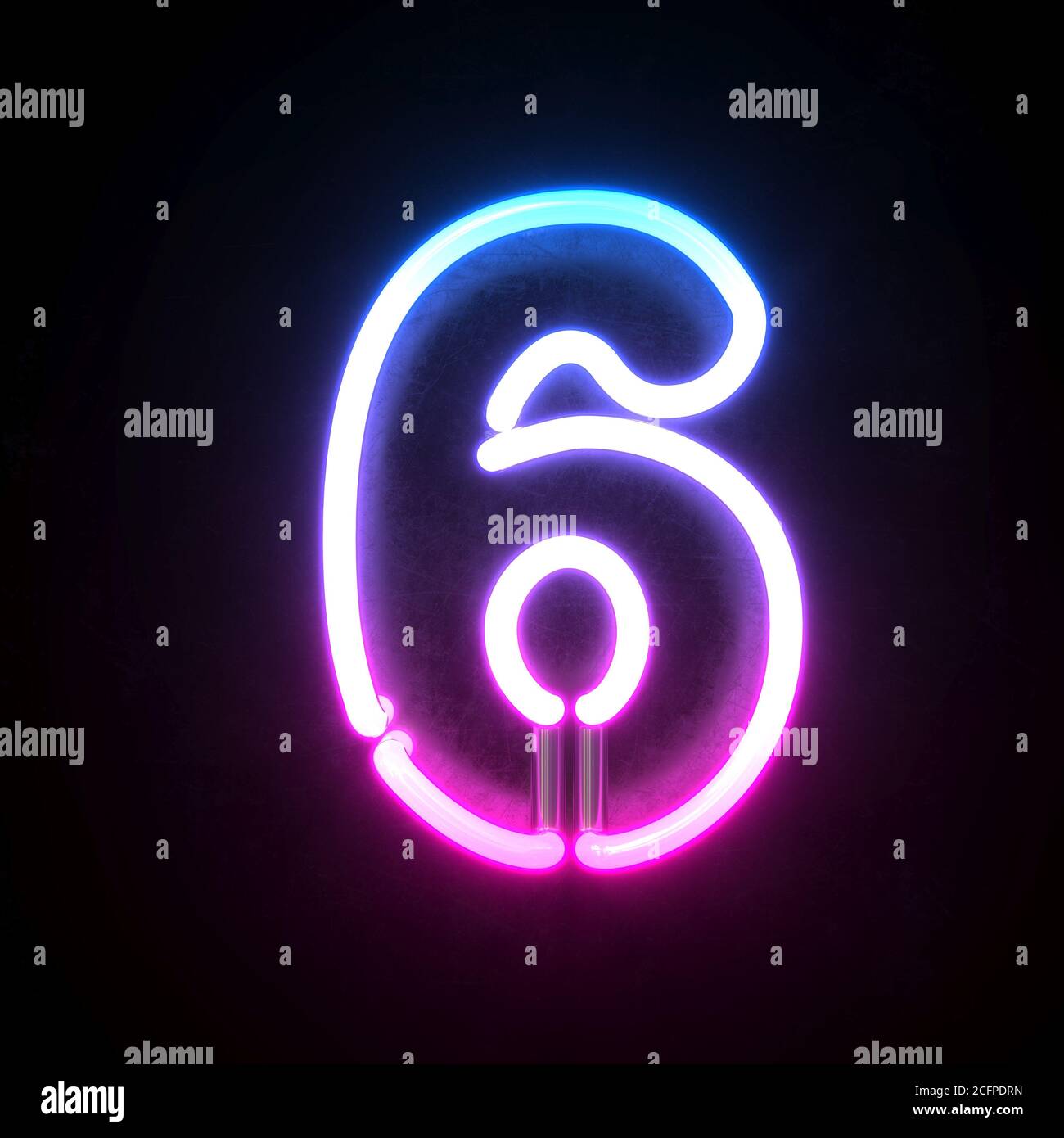 Neon 3d font, blue and pink neon light 3d rendering, number 6 Stock ...