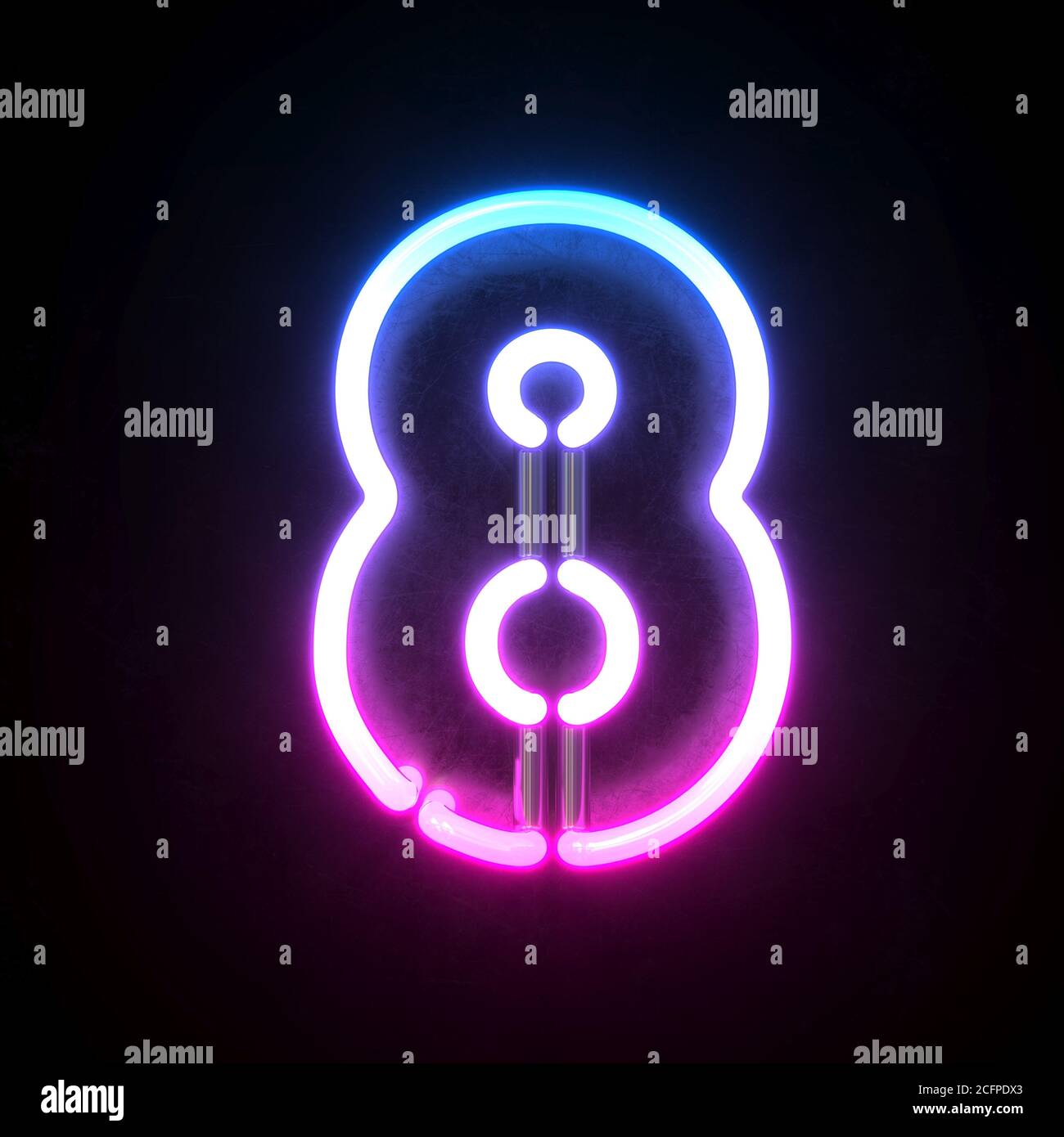 Neon 3d font, blue and pink neon light 3d rendering, number 8 Stock Photo - Alamy