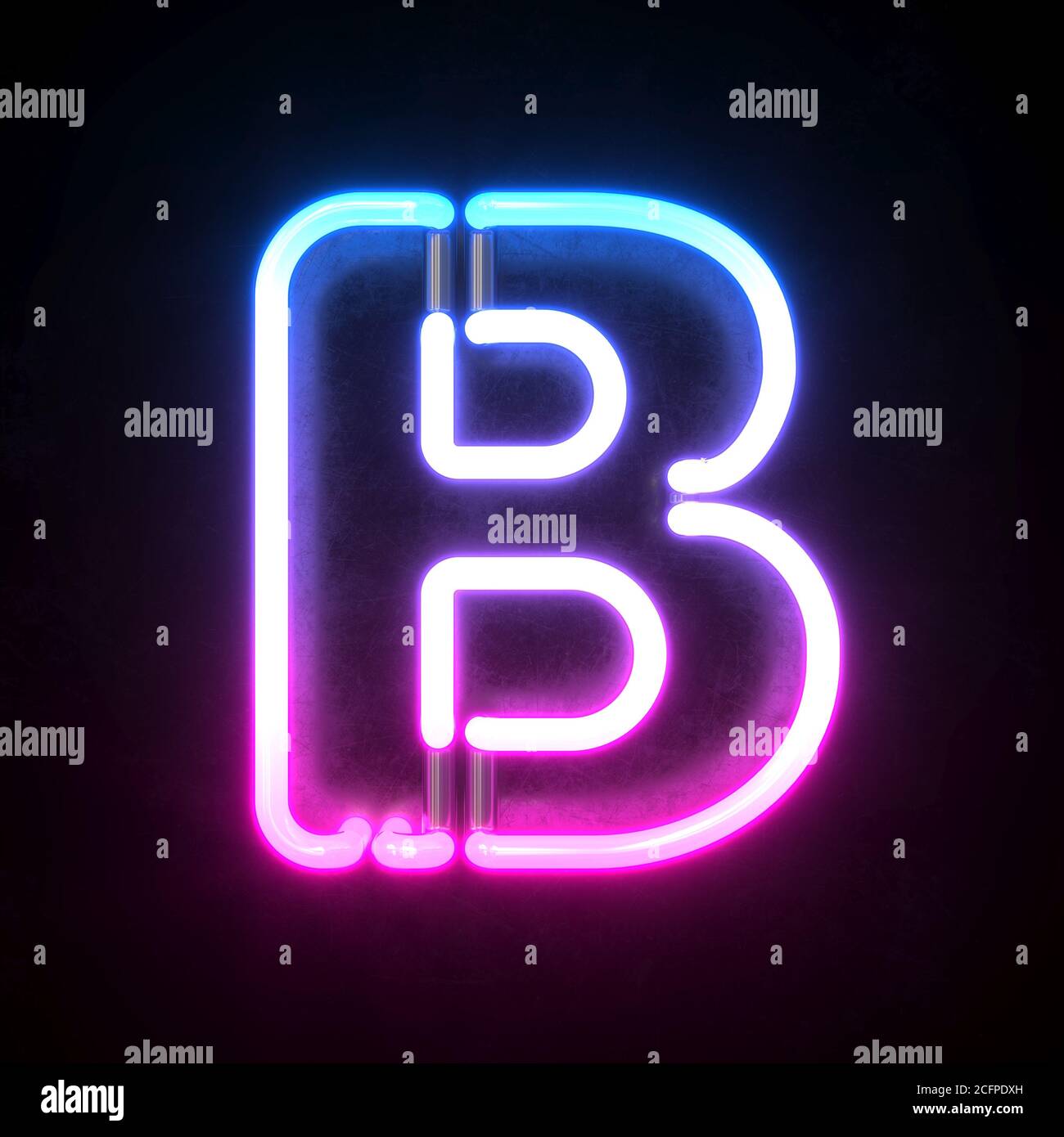 Neon 3d font, blue and pink neon light 3d rendering, letter B Stock ...