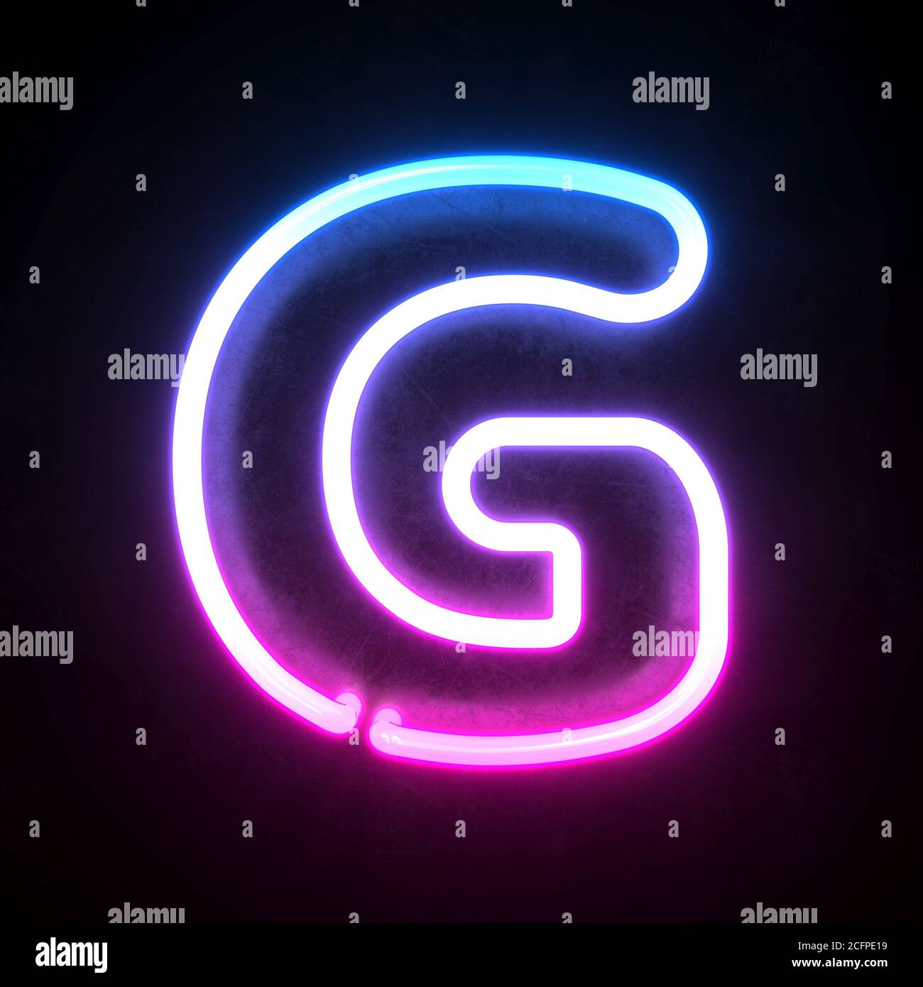 Neon 3d font, blue and pink neon light 3d rendering, letter G Stock ...