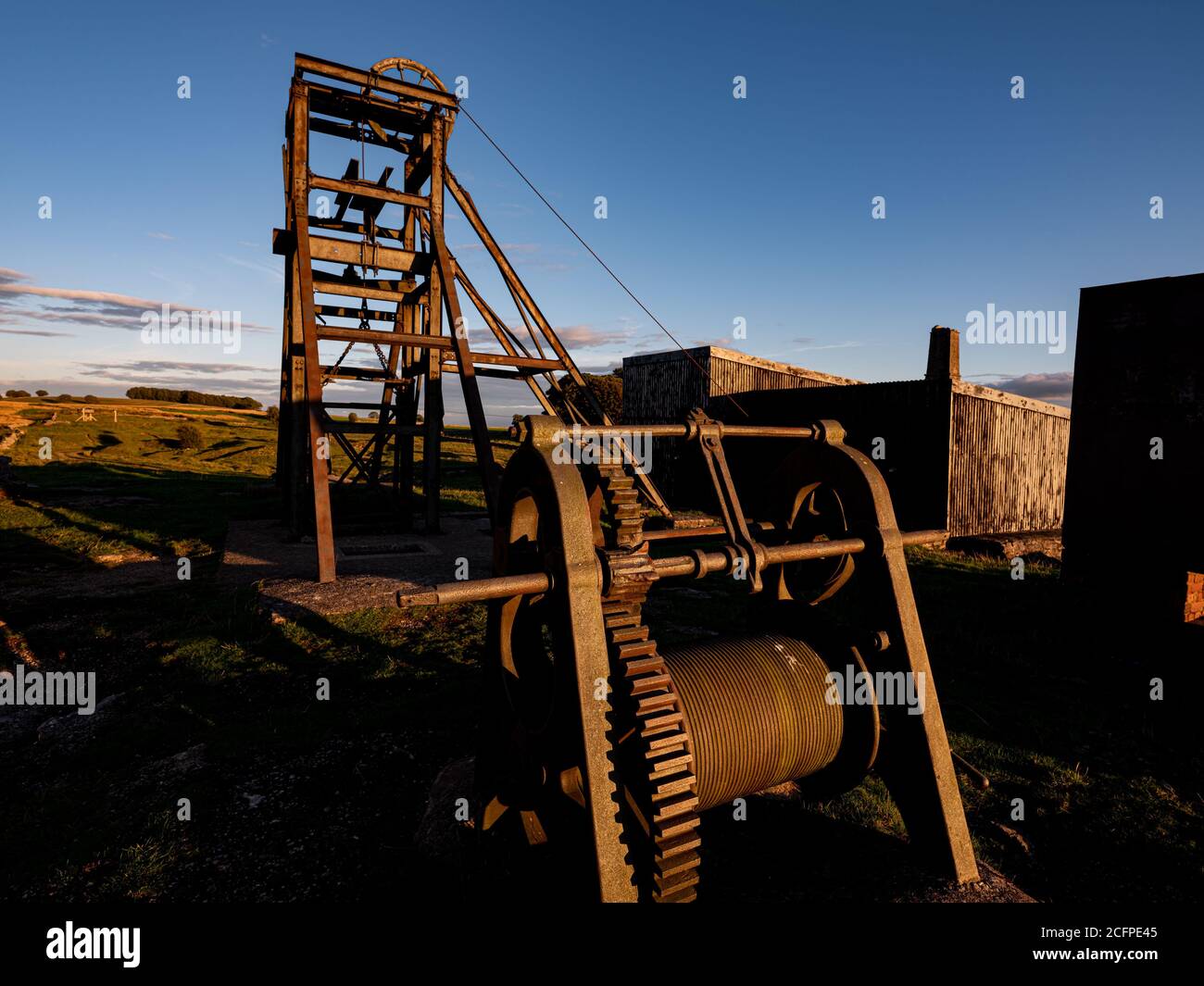 Magpie Mine in the Peak District last light Stock Photo - Alamy