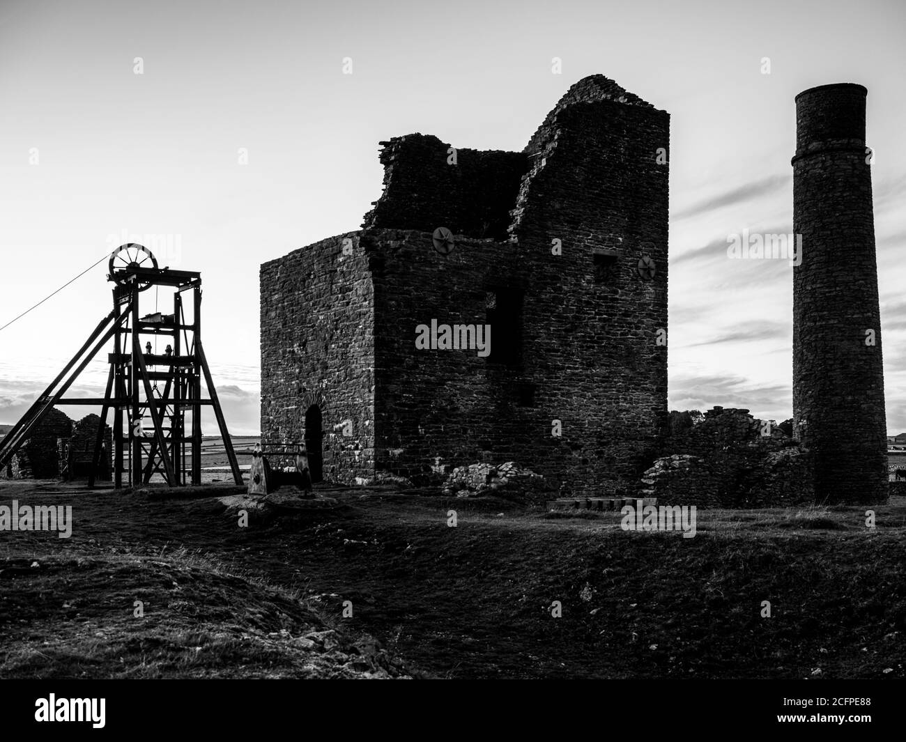 Magpie Mine in the Peak District last light Stock Photo - Alamy