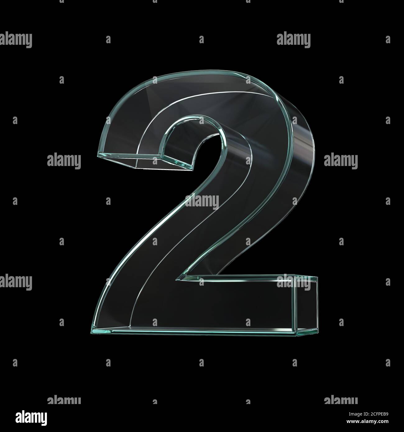 Glass font 3d rendering, number 2 Stock Photo - Alamy