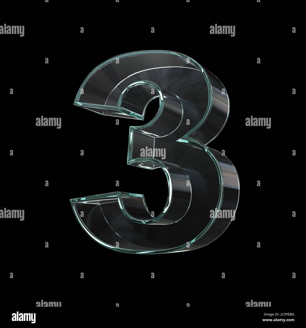Glass font 3d rendering, number 3 Stock Photo - Alamy