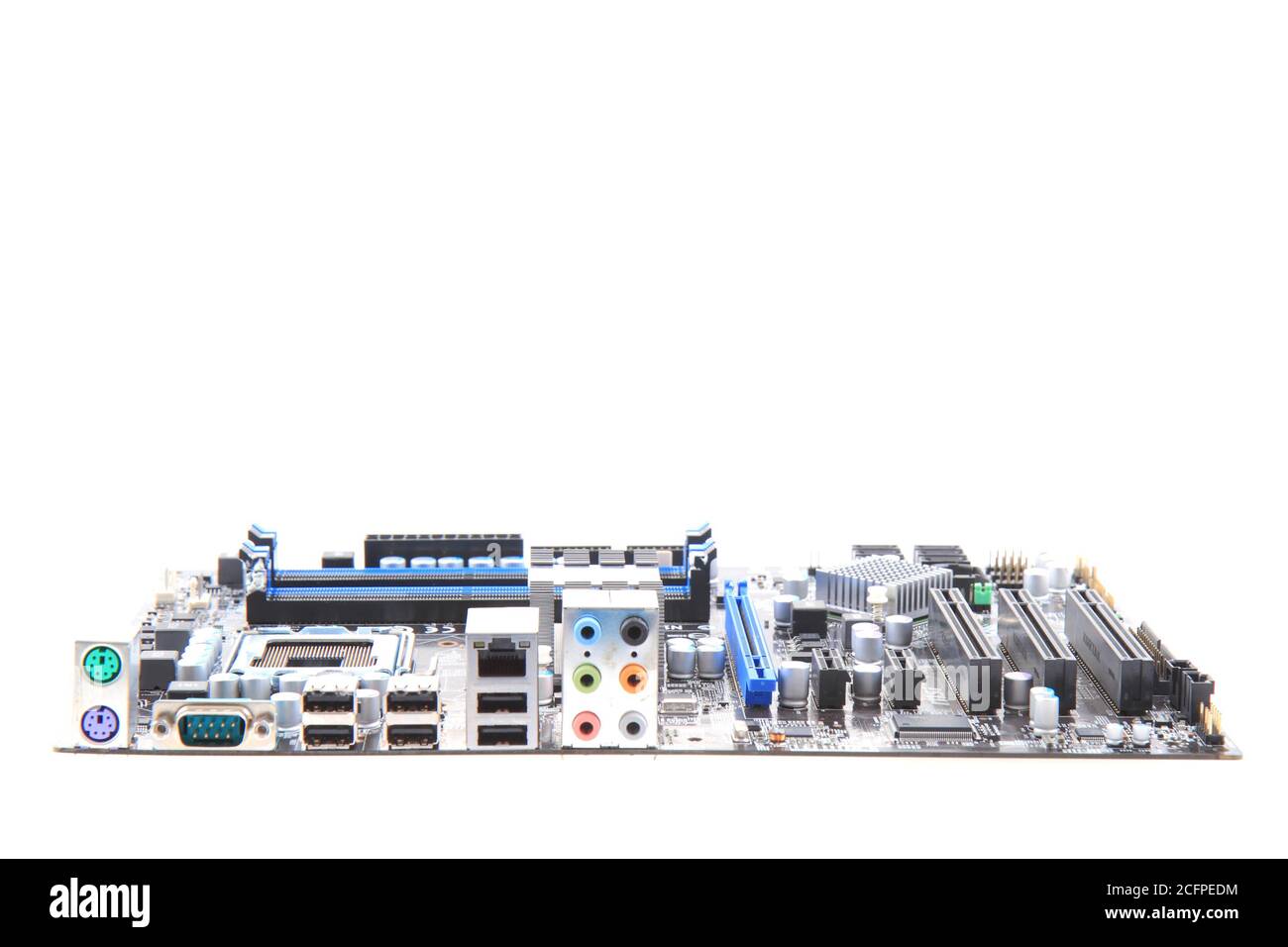 modern computer mainboard (motherboard) isolated on the white ...