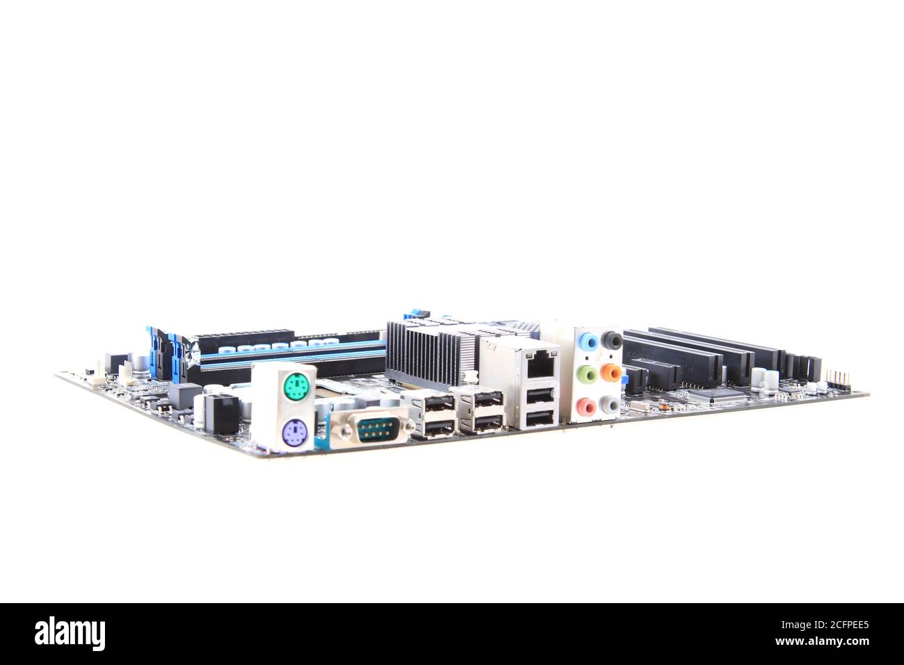 modern computer mainboard (motherboard) isolated on the white ...