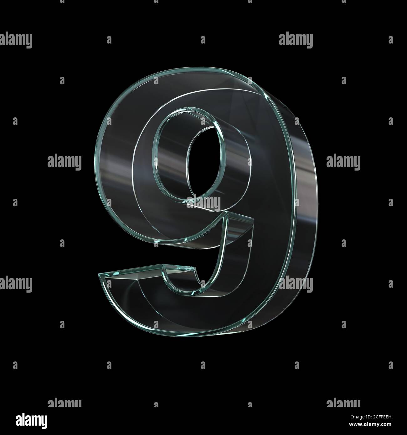Glass font 3d rendering, number 9 Stock Photo - Alamy