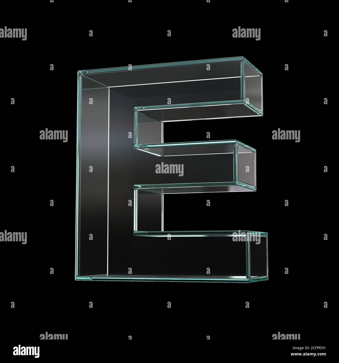 Glass font 3d rendering, letter E Stock Photo - Alamy