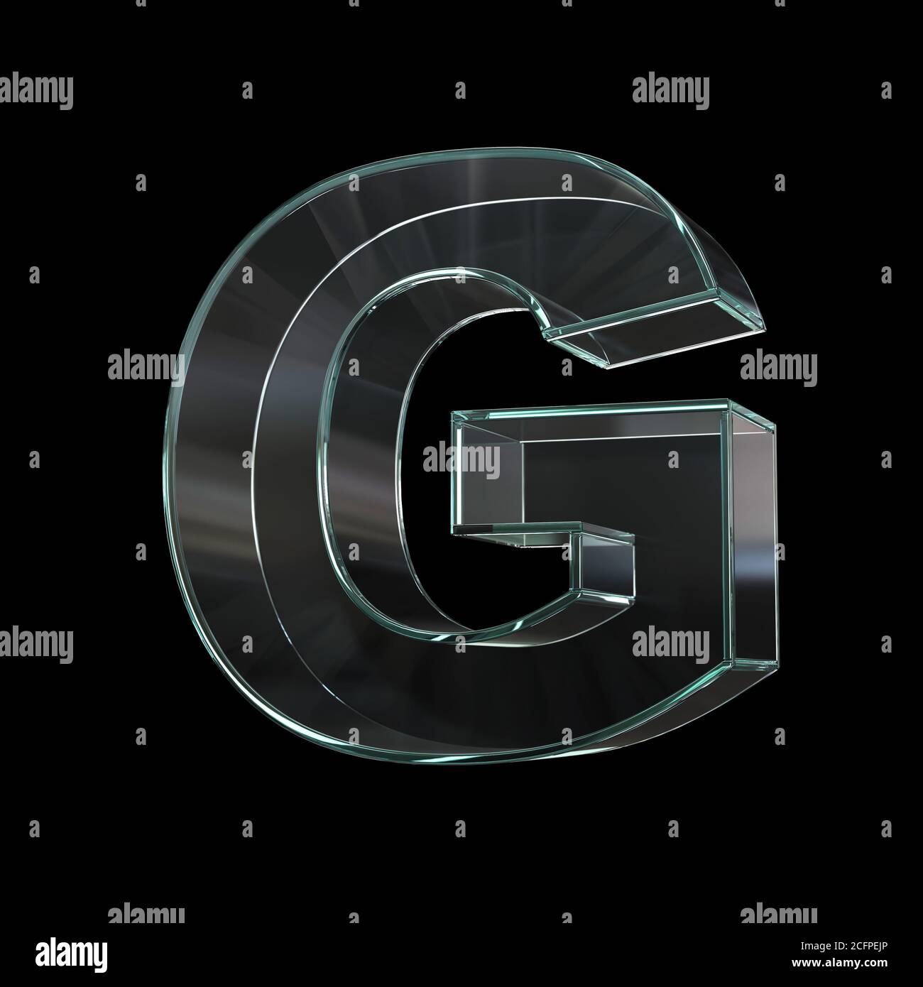Glass font 3d rendering, letter G Stock Photo - Alamy