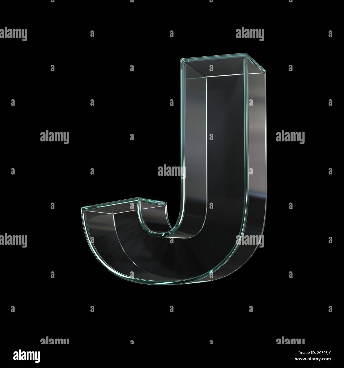Glass font 3d rendering, letter J Stock Photo - Alamy