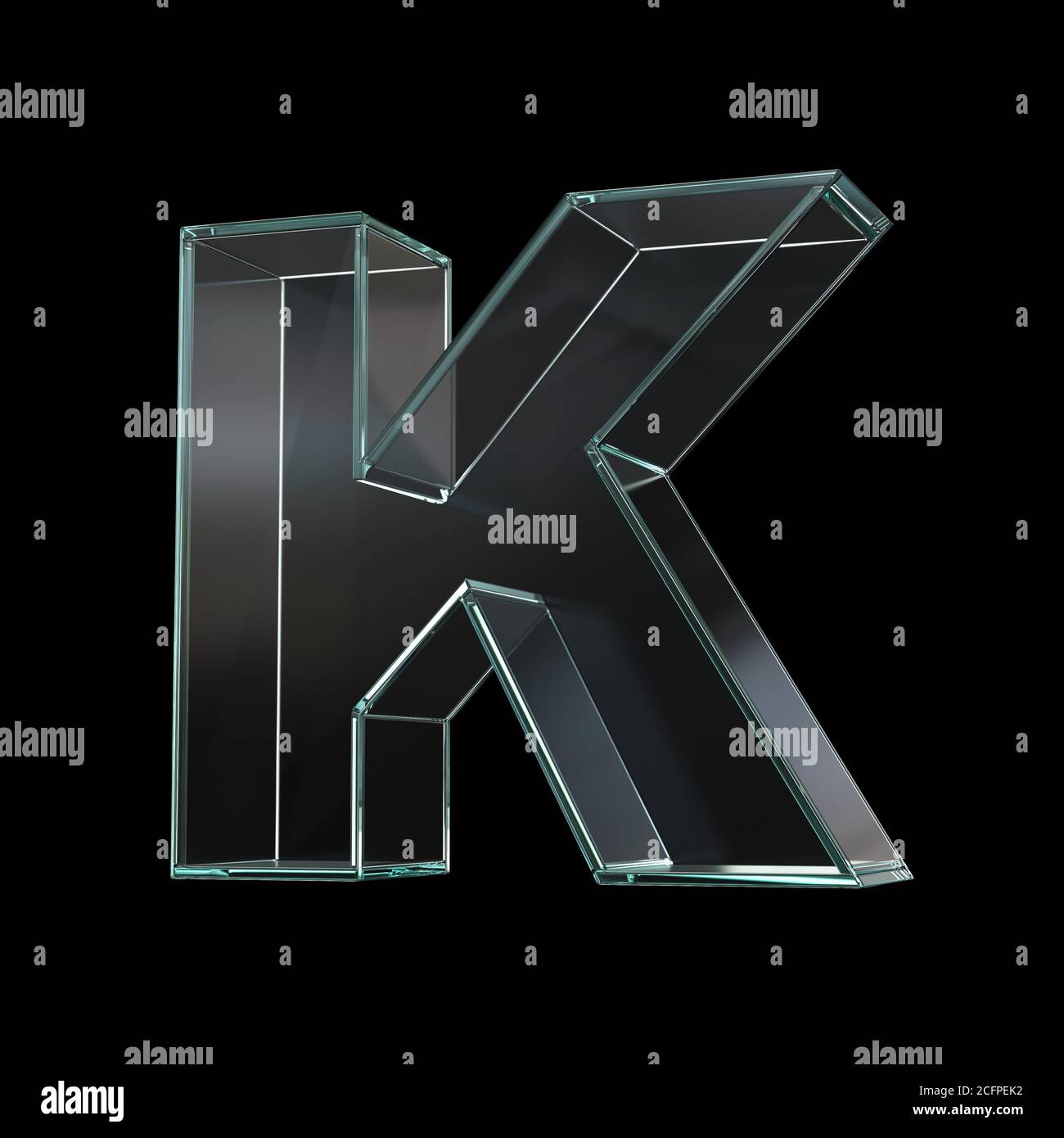 Glass font 3d rendering, letter K Stock Photo - Alamy