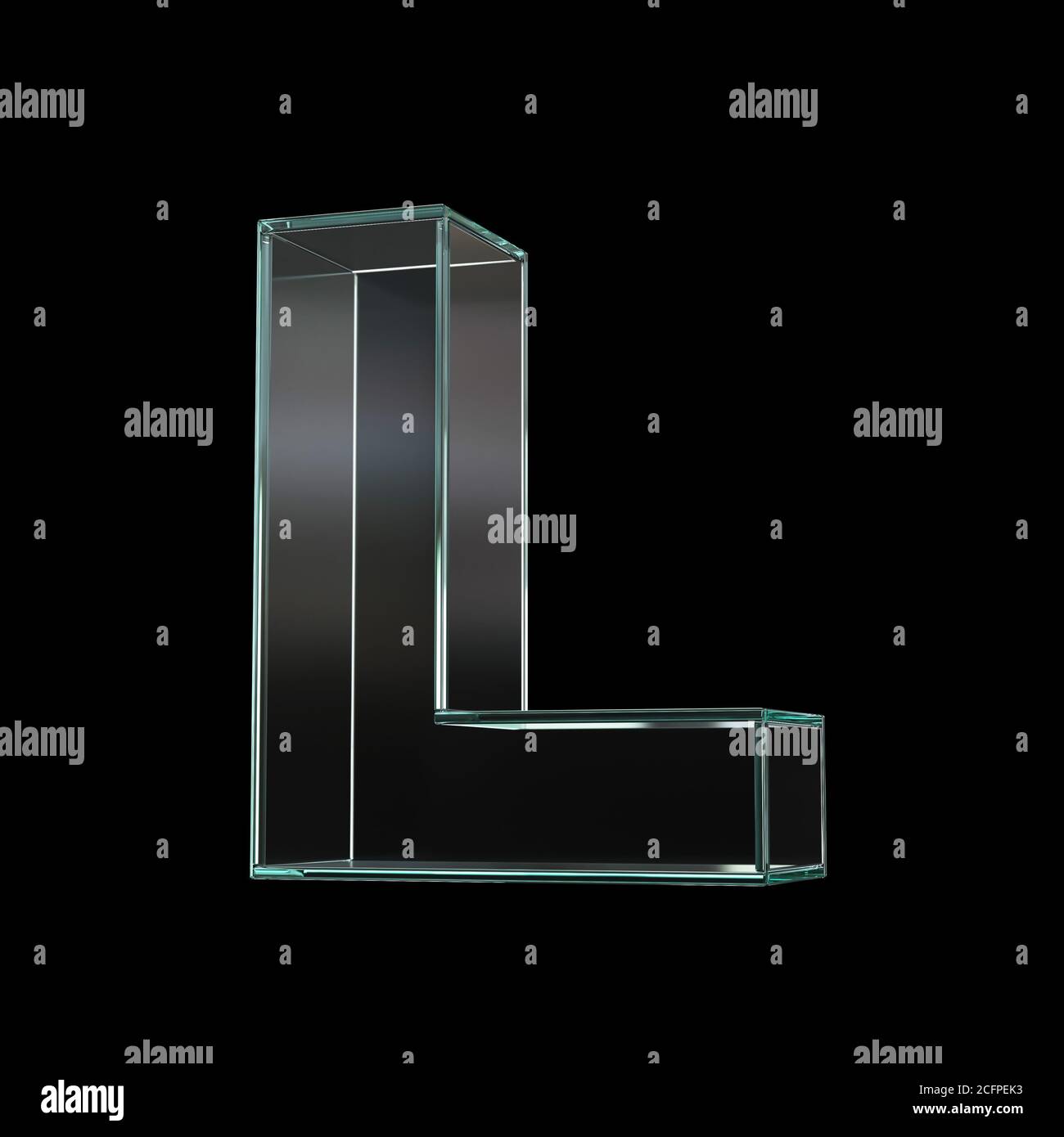 Glass font 3d rendering, letter L Stock Photo - Alamy