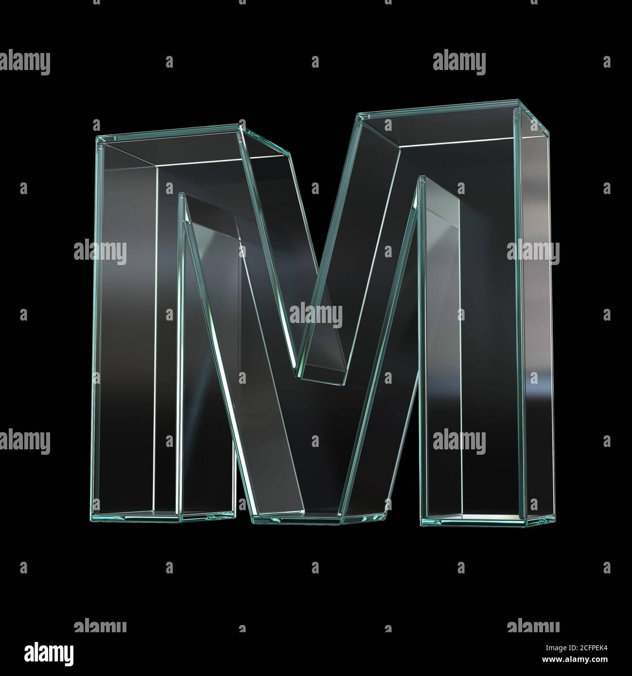 Glass font 3d rendering, letter M Stock Photo - Alamy