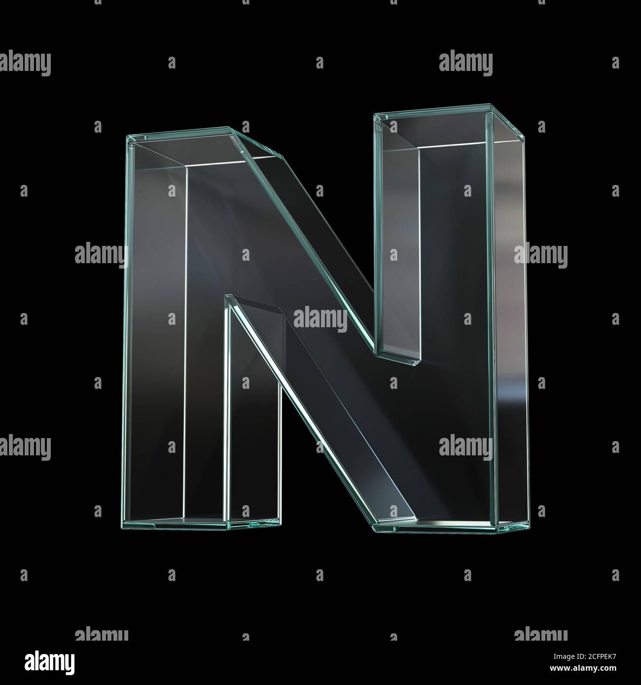 Glass font 3d rendering, letter N Stock Photo - Alamy
