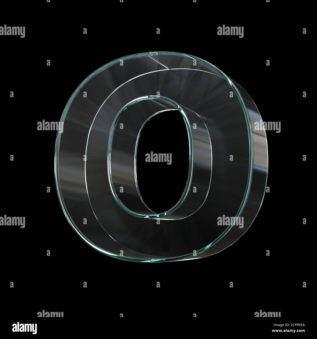 Glass font 3d rendering, letter O Stock Photo - Alamy