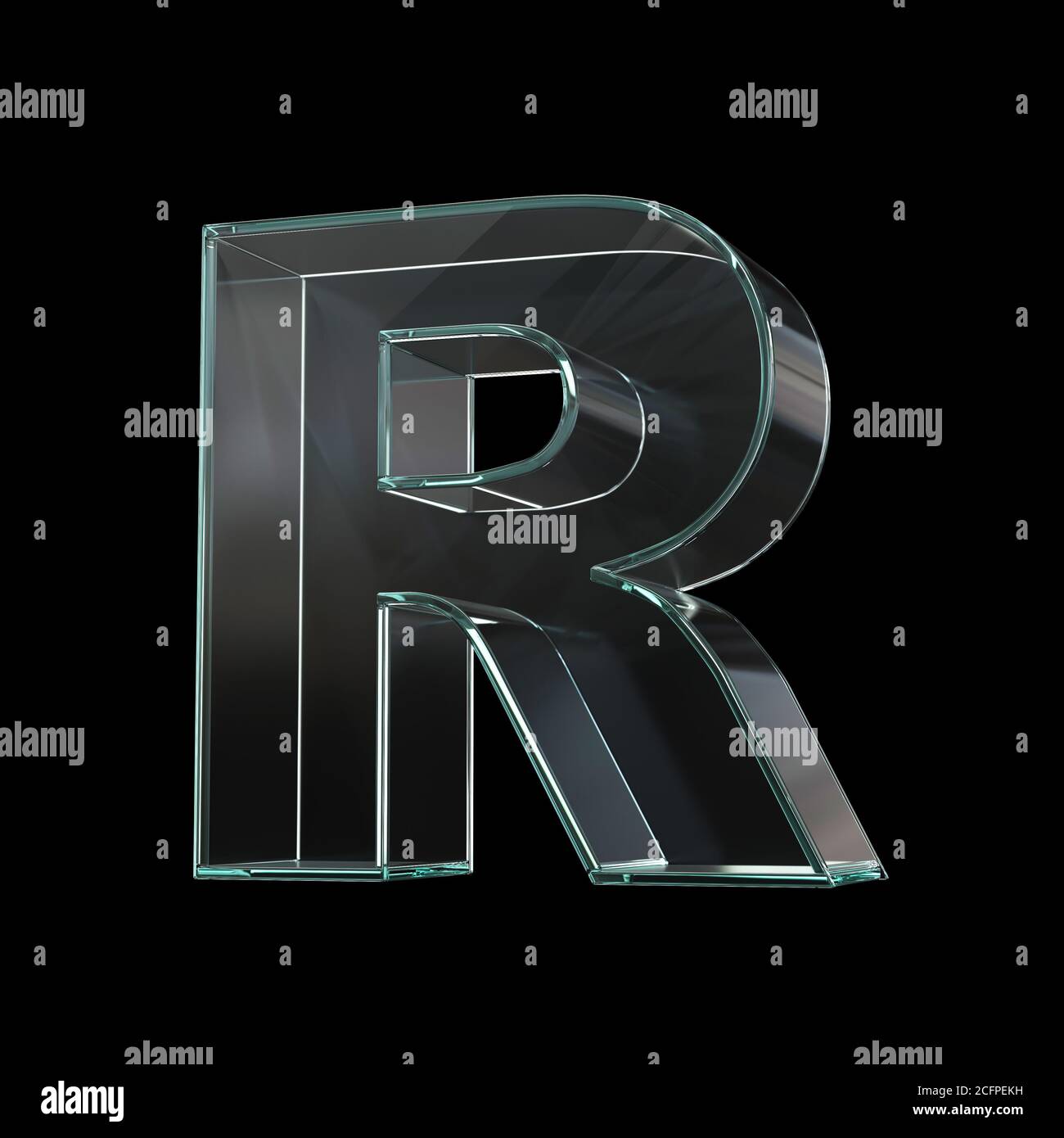 Glass font 3d rendering, letter R Stock Photo - Alamy
