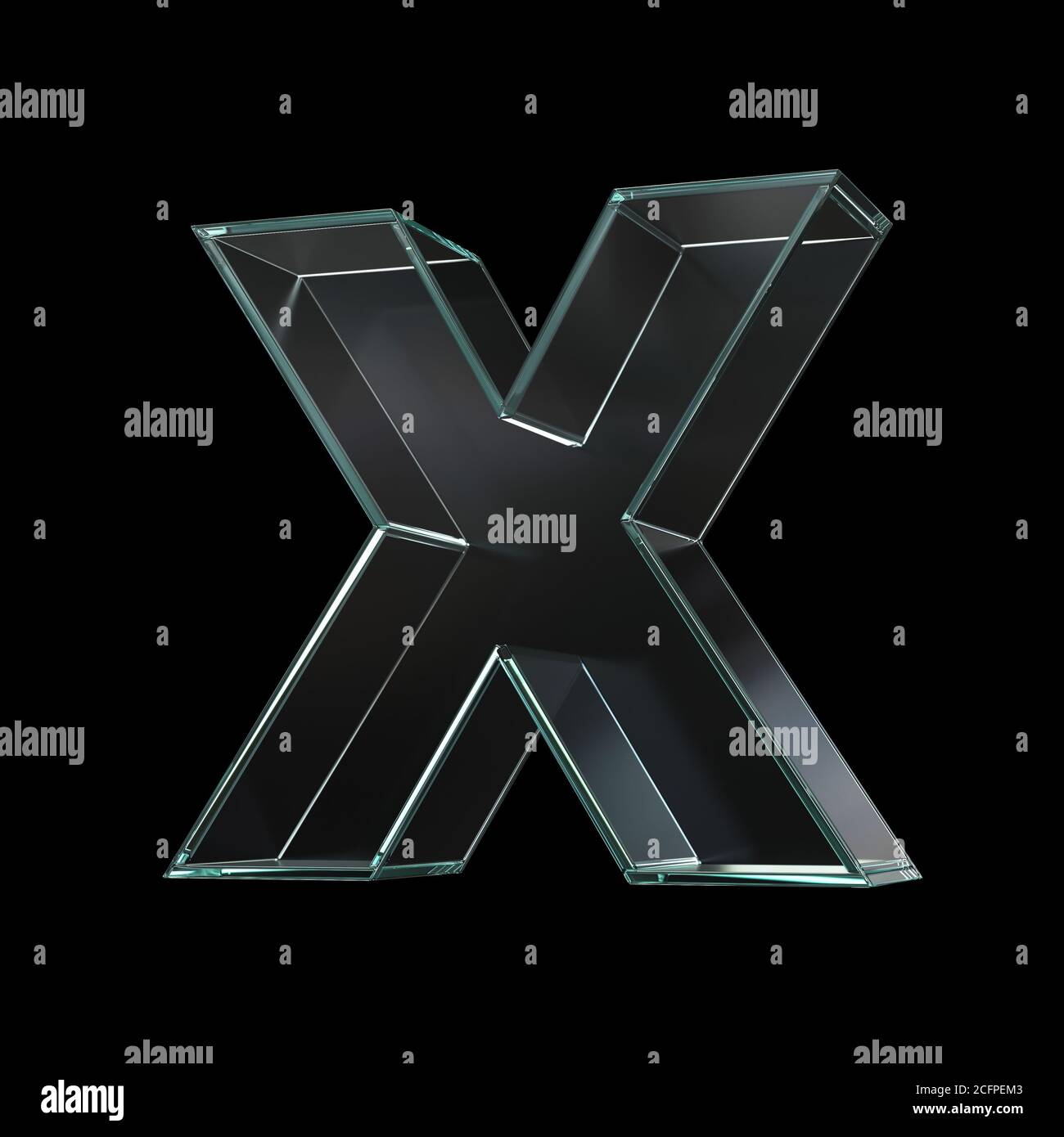 Glass font 3d rendering, letter X Stock Photo - Alamy