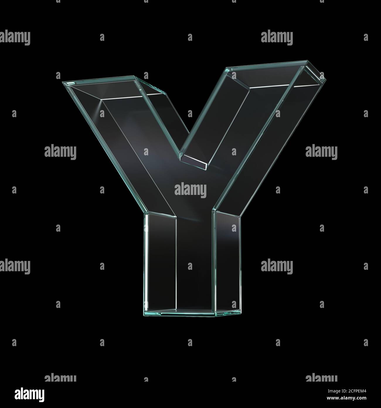 Glass font 3d rendering, letter Y Stock Photo - Alamy