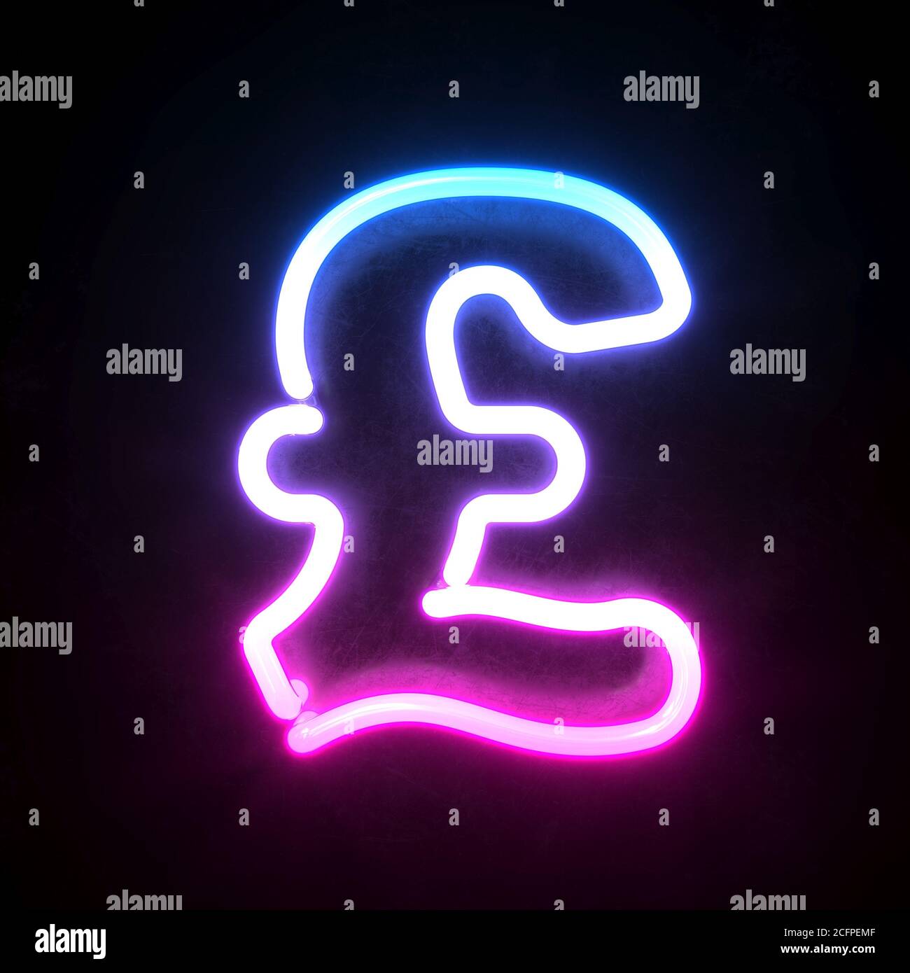 Neon 3d font, blue and pink neon light 3d rendering, Pound symbol Stock ...