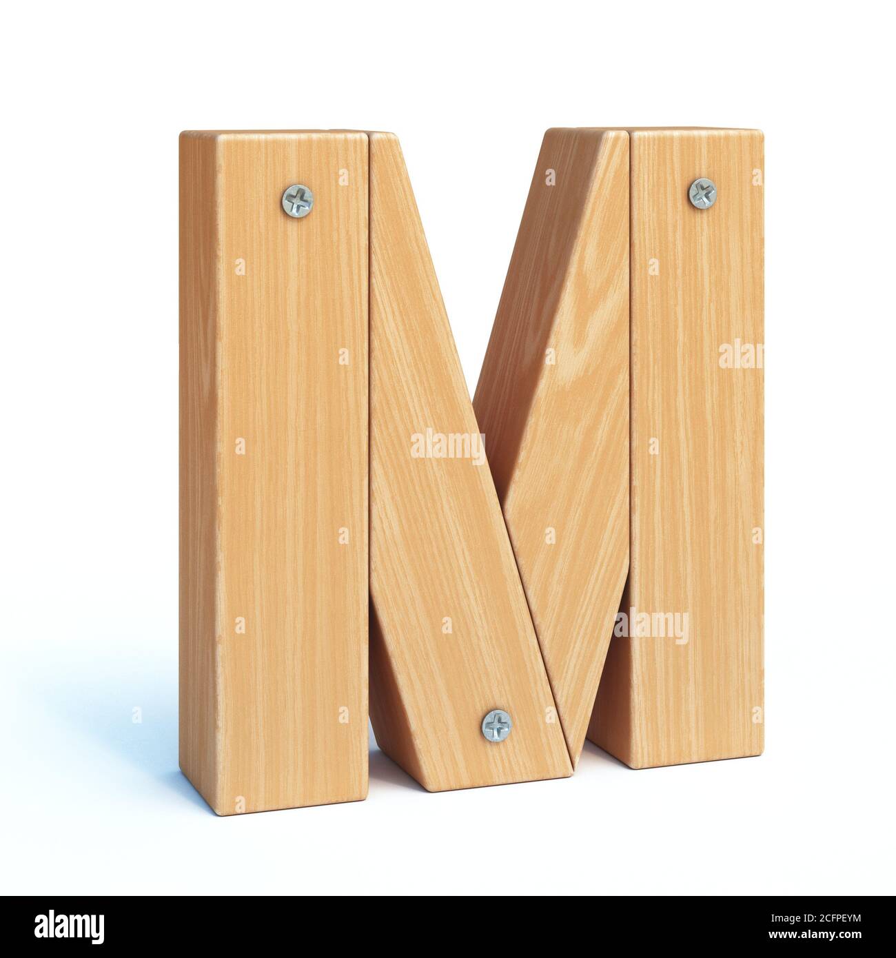 Wood font, 3d alphabet made of wooden parts, 3d rendering, letter M ...