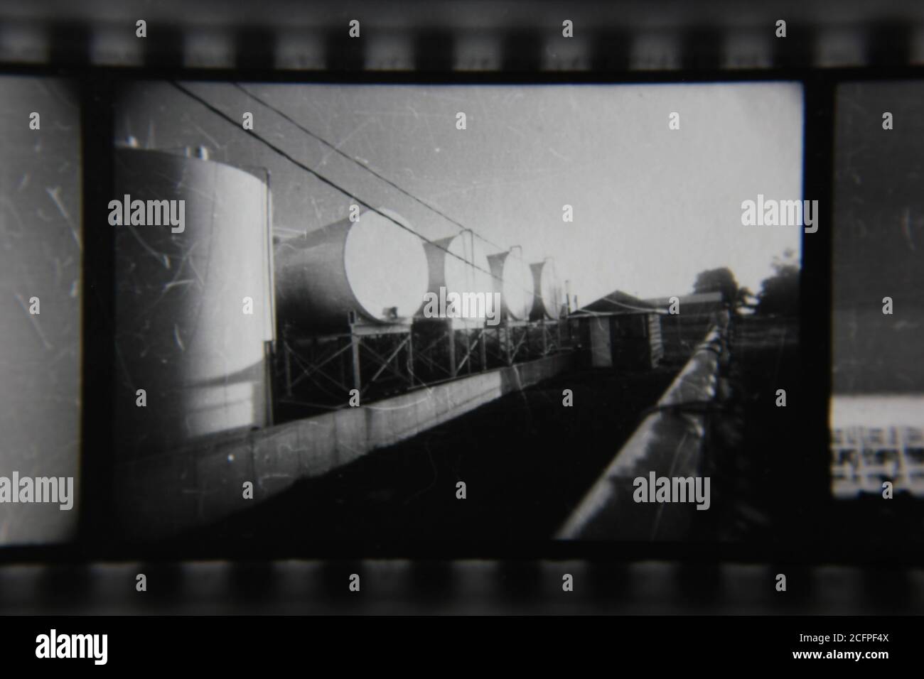 Fine 1970s vintage black and white photography of storage tanks ...