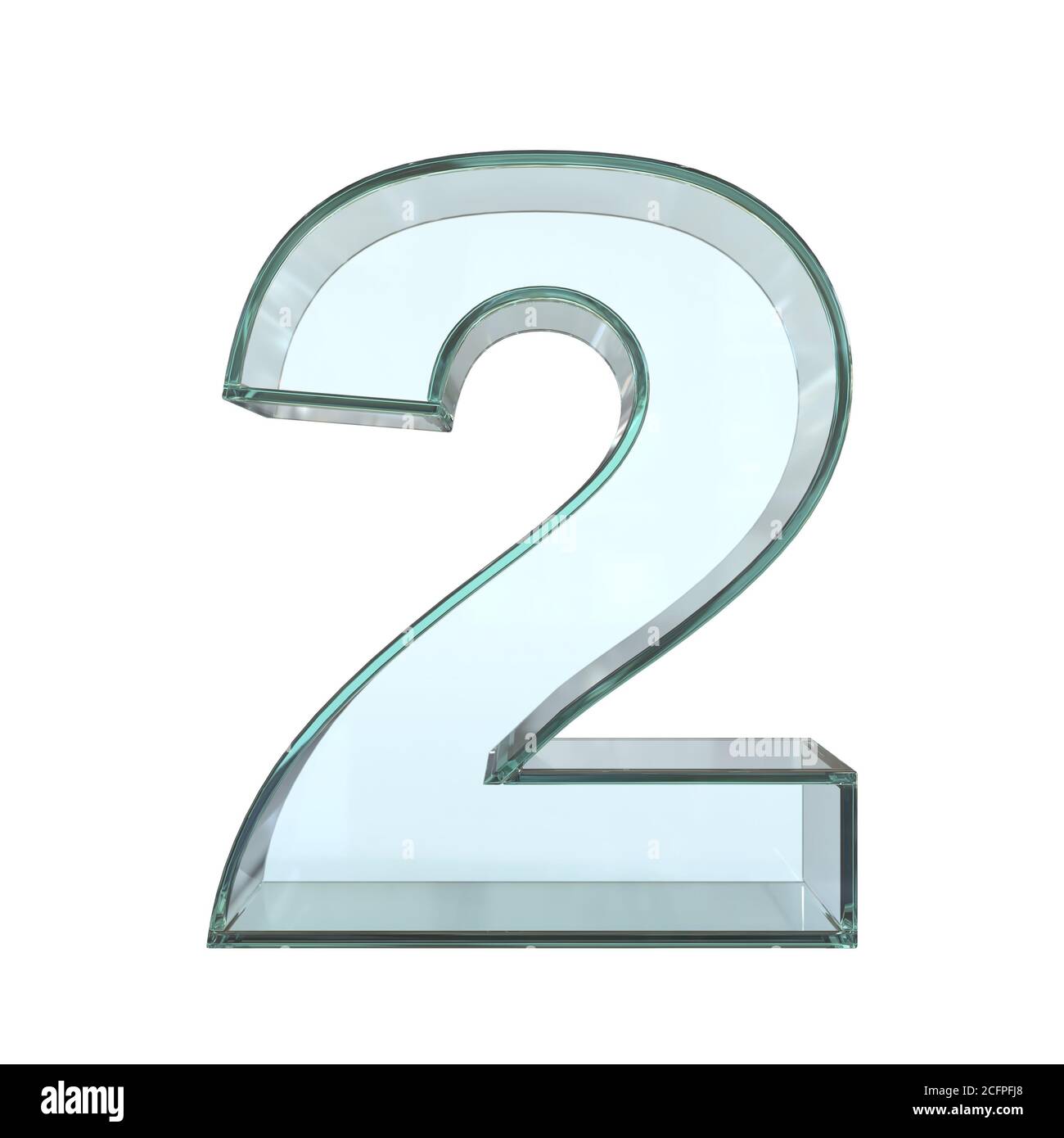 Glass font 3d rendering, number 2 Stock Photo - Alamy