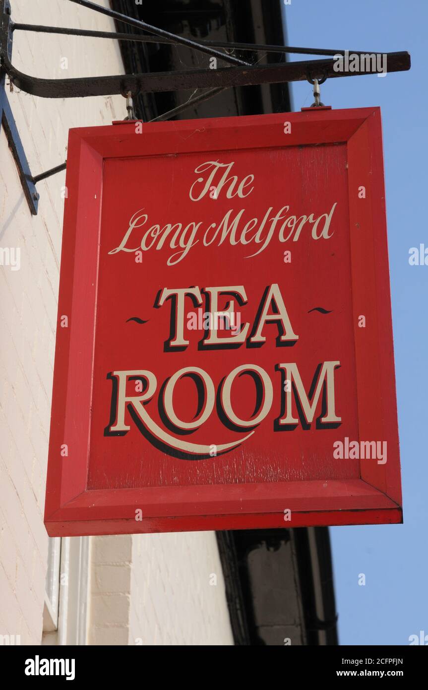 The Long Melford Tea Room sign, Long Melford, Suffolk Stock Photo - Alamy