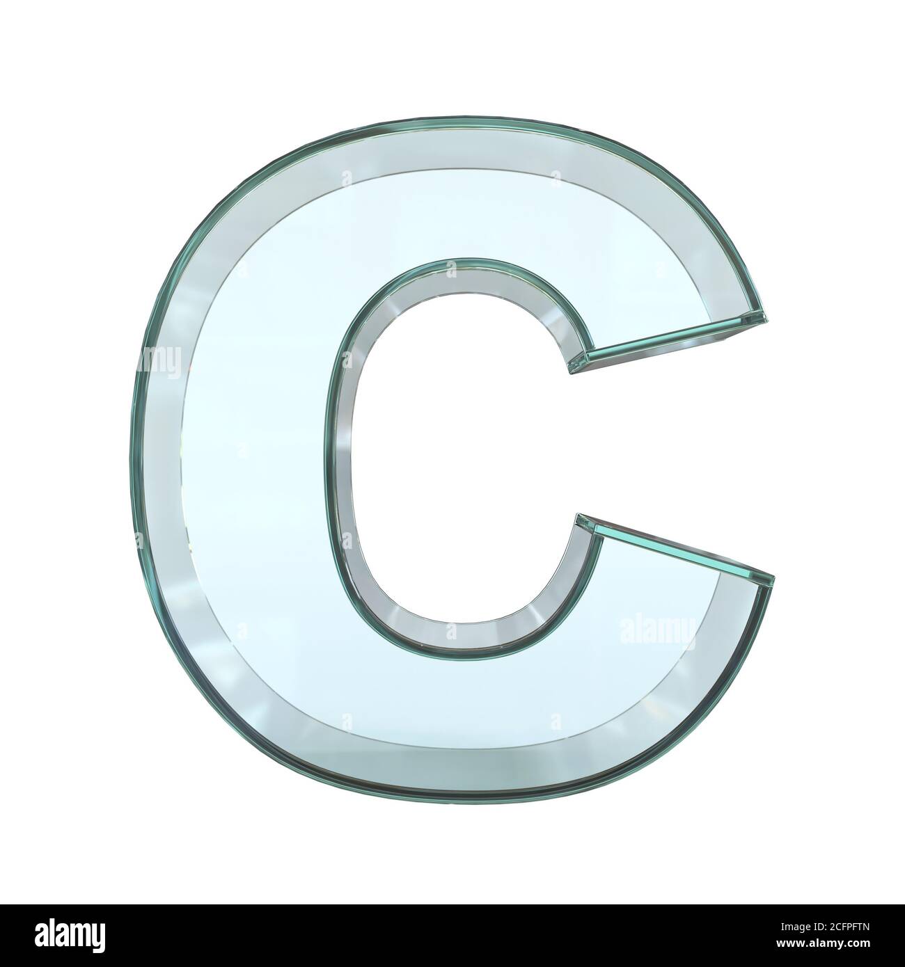 Glass font 3d rendering, letter C Stock Photo - Alamy