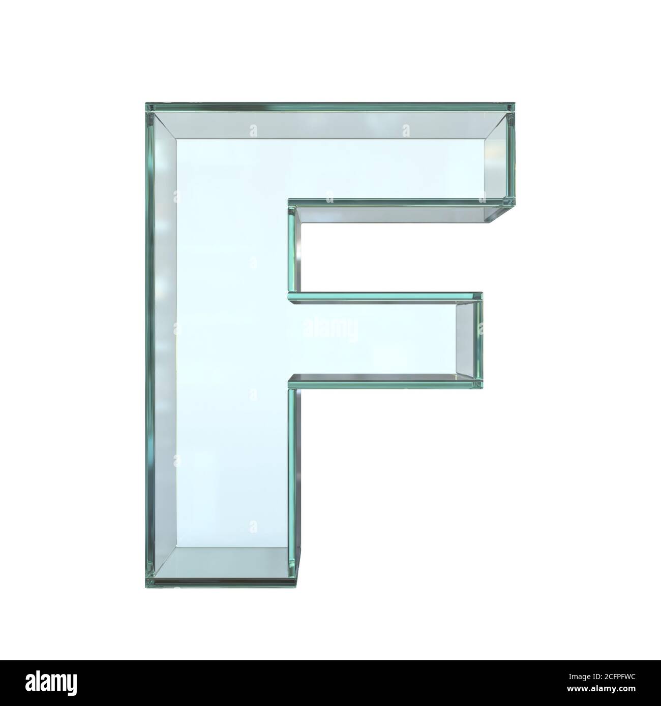 Glass font 3d rendering, letter F Stock Photo - Alamy