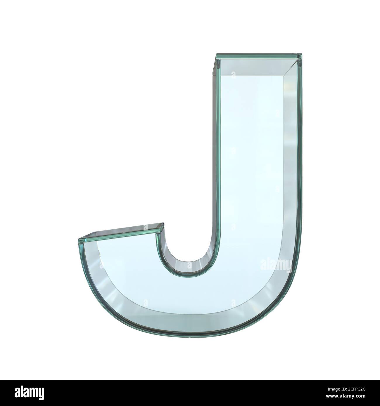 Glass font 3d rendering, letter J Stock Photo - Alamy