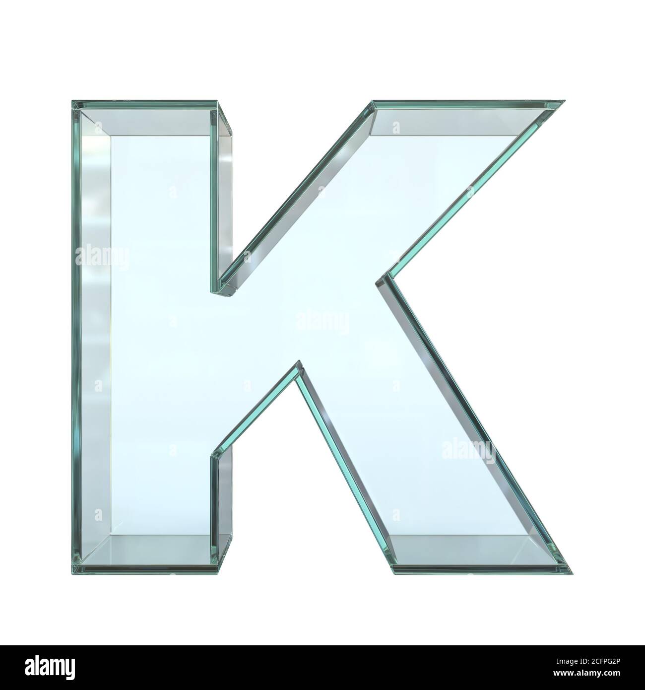 Glass font 3d rendering, letter K Stock Photo - Alamy