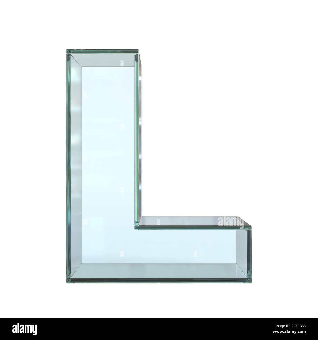 Glass font 3d rendering, letter L Stock Photo - Alamy