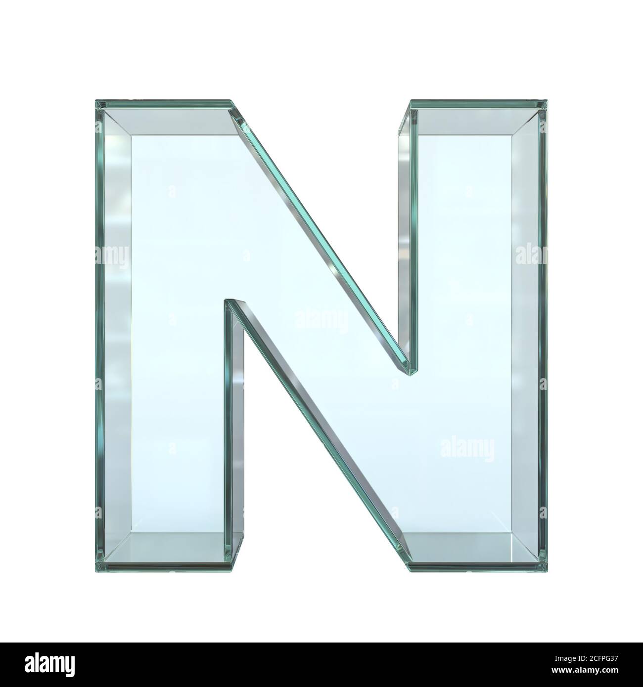 Glass font 3d rendering, letter N Stock Photo - Alamy