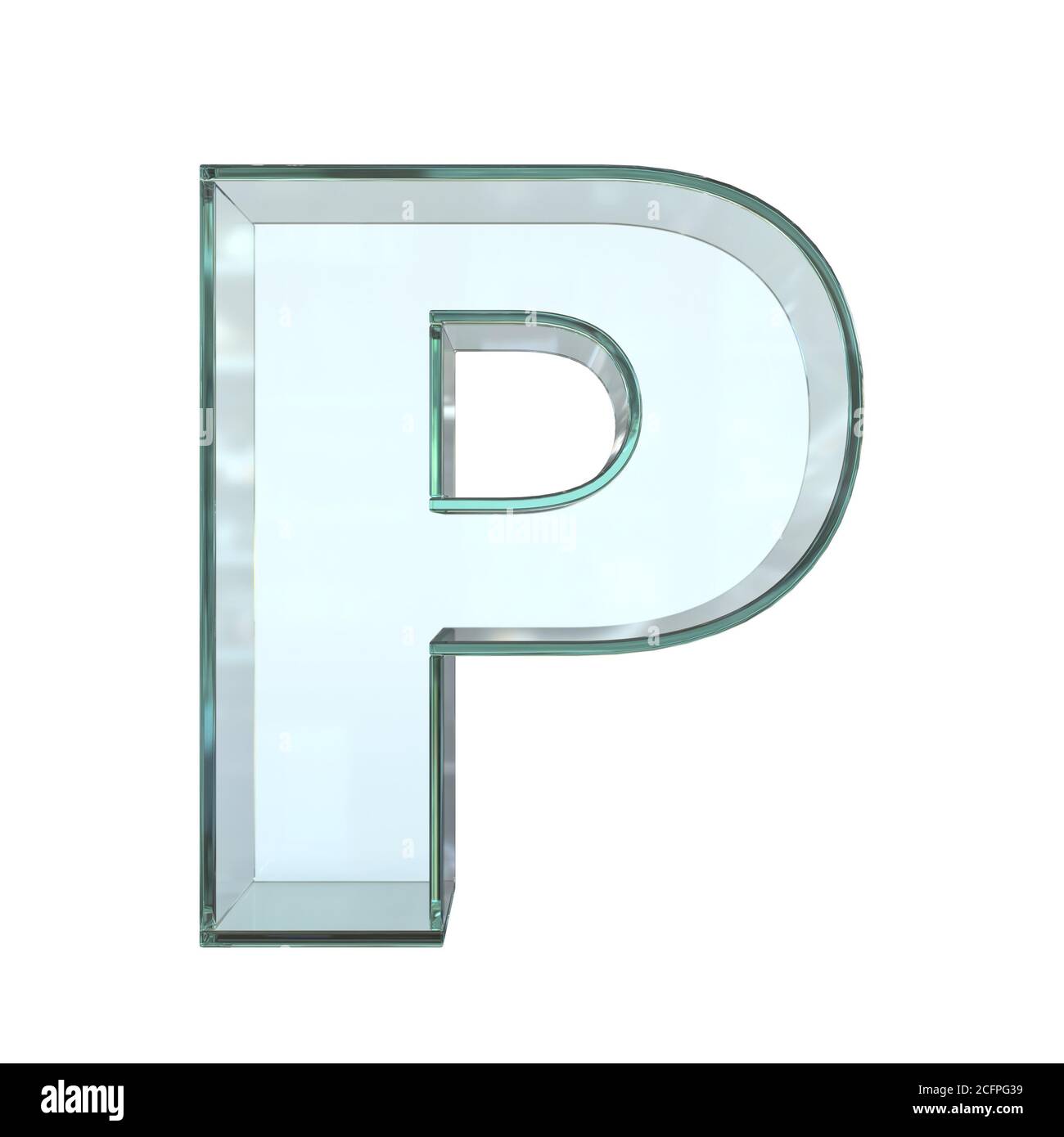 Glass font 3d rendering, letter P Stock Photo - Alamy