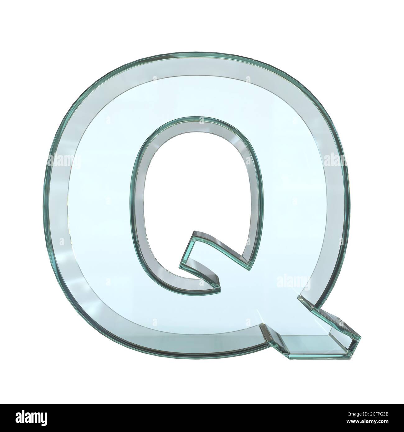 Glass font 3d rendering, letter Q Stock Photo - Alamy