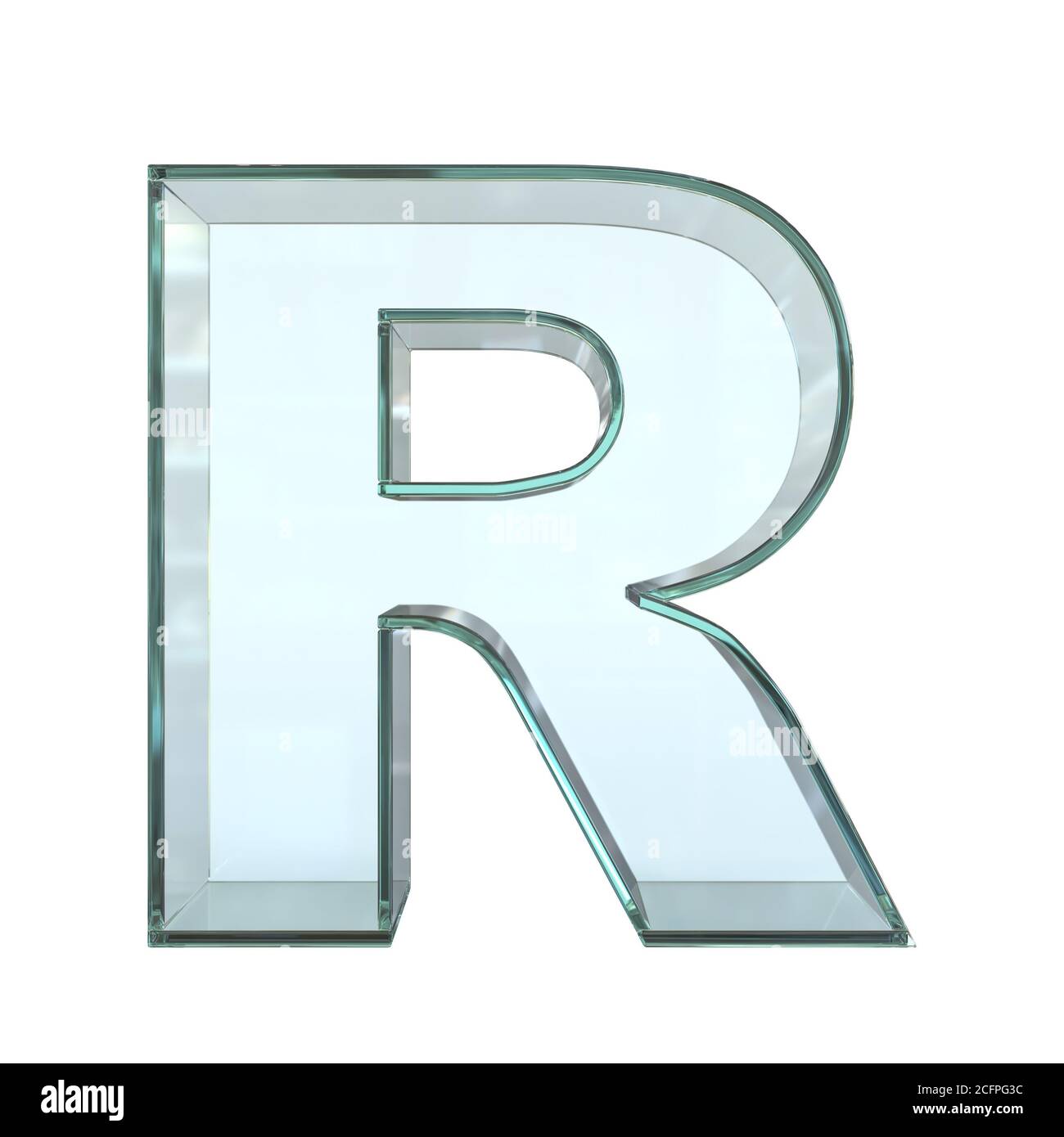 Glass font 3d rendering, letter R Stock Photo - Alamy