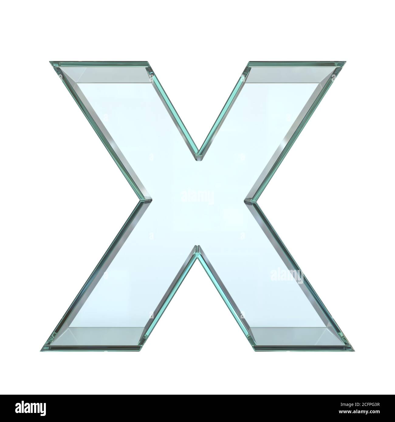 Glass font 3d rendering, letter X Stock Photo - Alamy