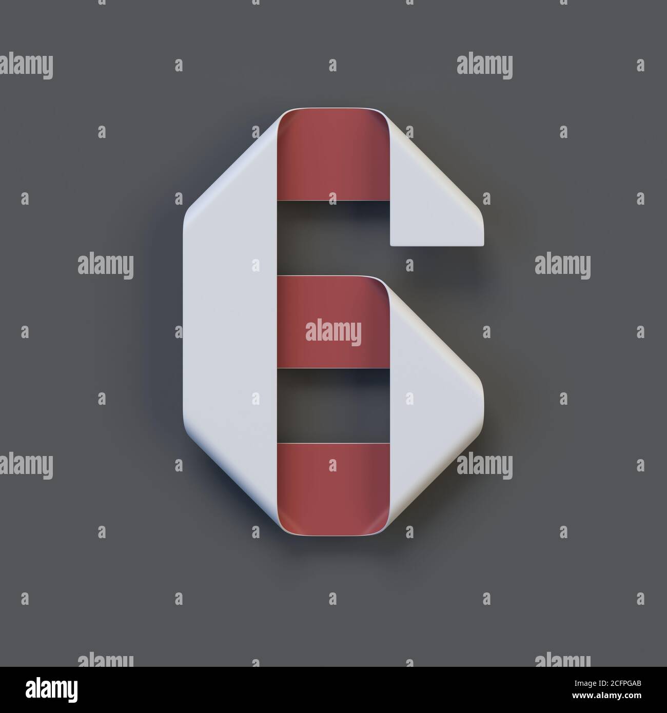 Origami paper font, folded ribbon font 3d rendering, number 6 Stock ...