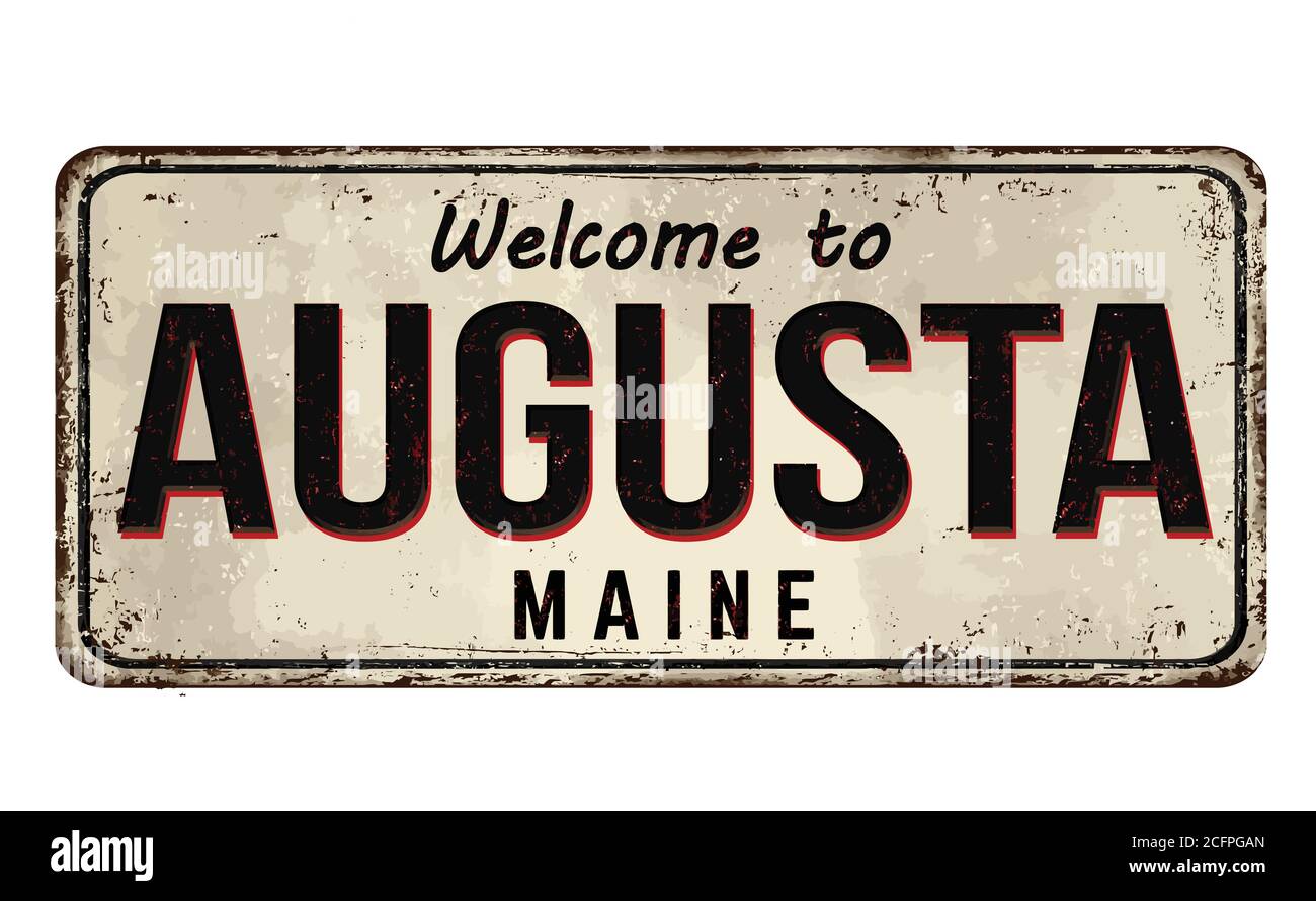 Welcome to Augusta vintage rusty metal sign on a white background ...