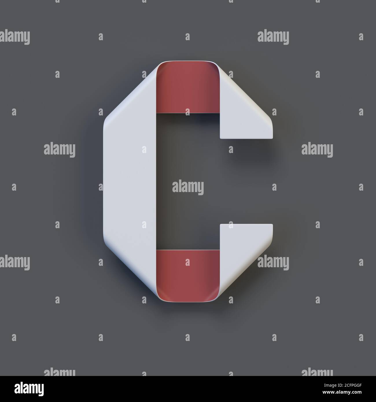 Origami paper font, folded ribbon font 3d rendering, letter C Stock Photo - Alamy