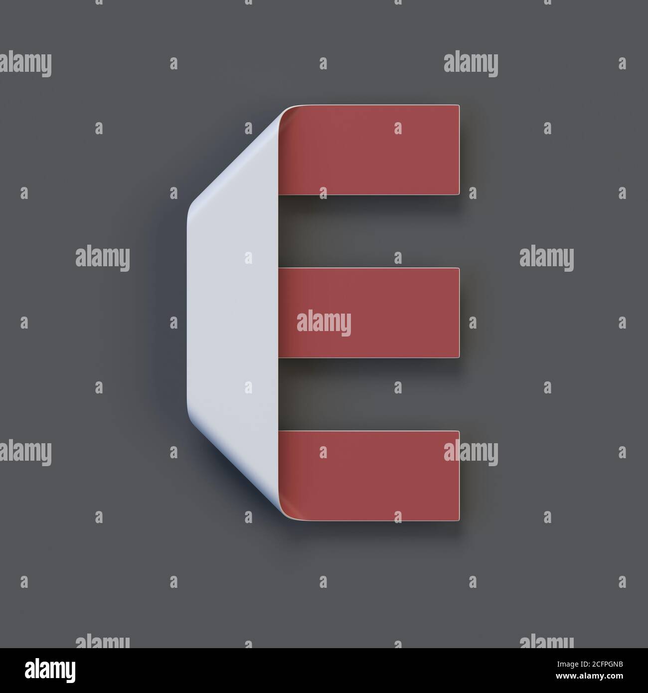 Origami paper font, folded ribbon font 3d rendering, letter E Stock ...